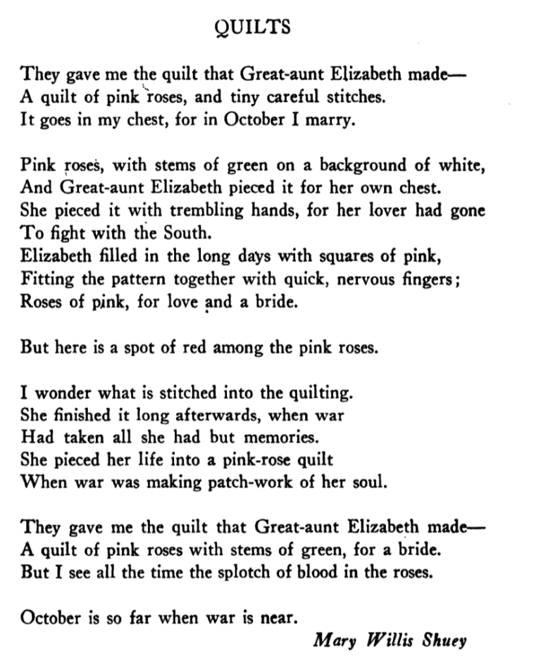 Writing Poetry – OccasionalPiece–Quilt!