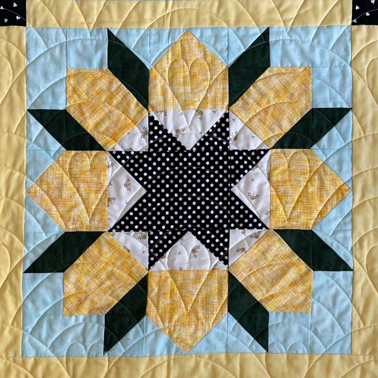 Sunflowers for a Daughter-in-Law • Quilt Finish – OccasionalPiece–Quilt!