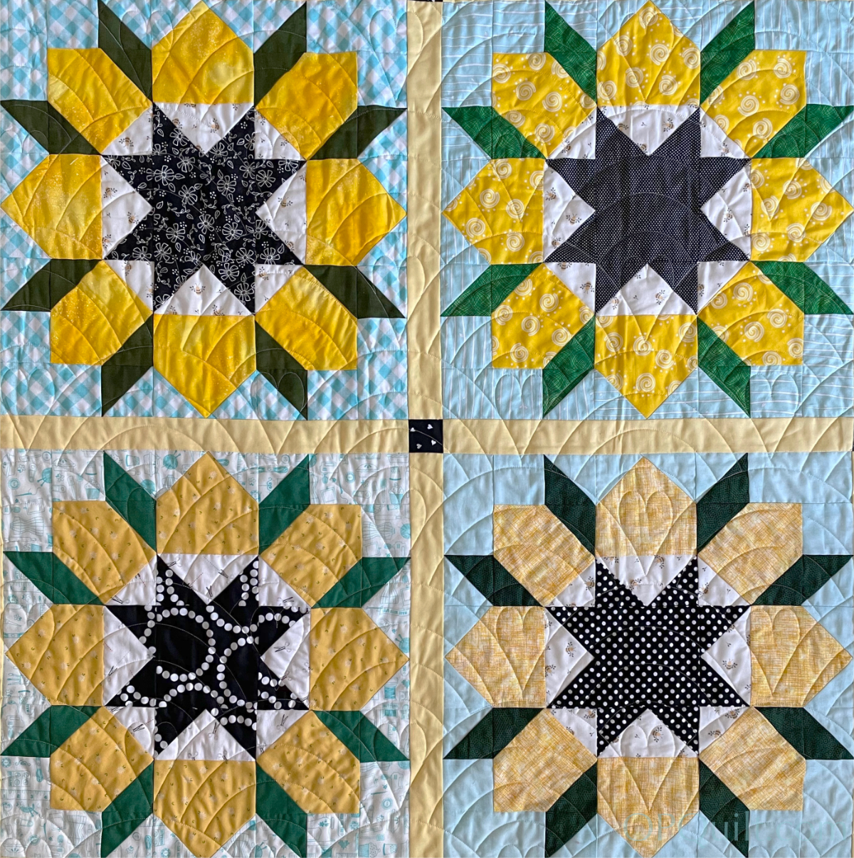 Sunflowers for a Daughter-in-Law • Quilt Finish – OccasionalPiece–Quilt!