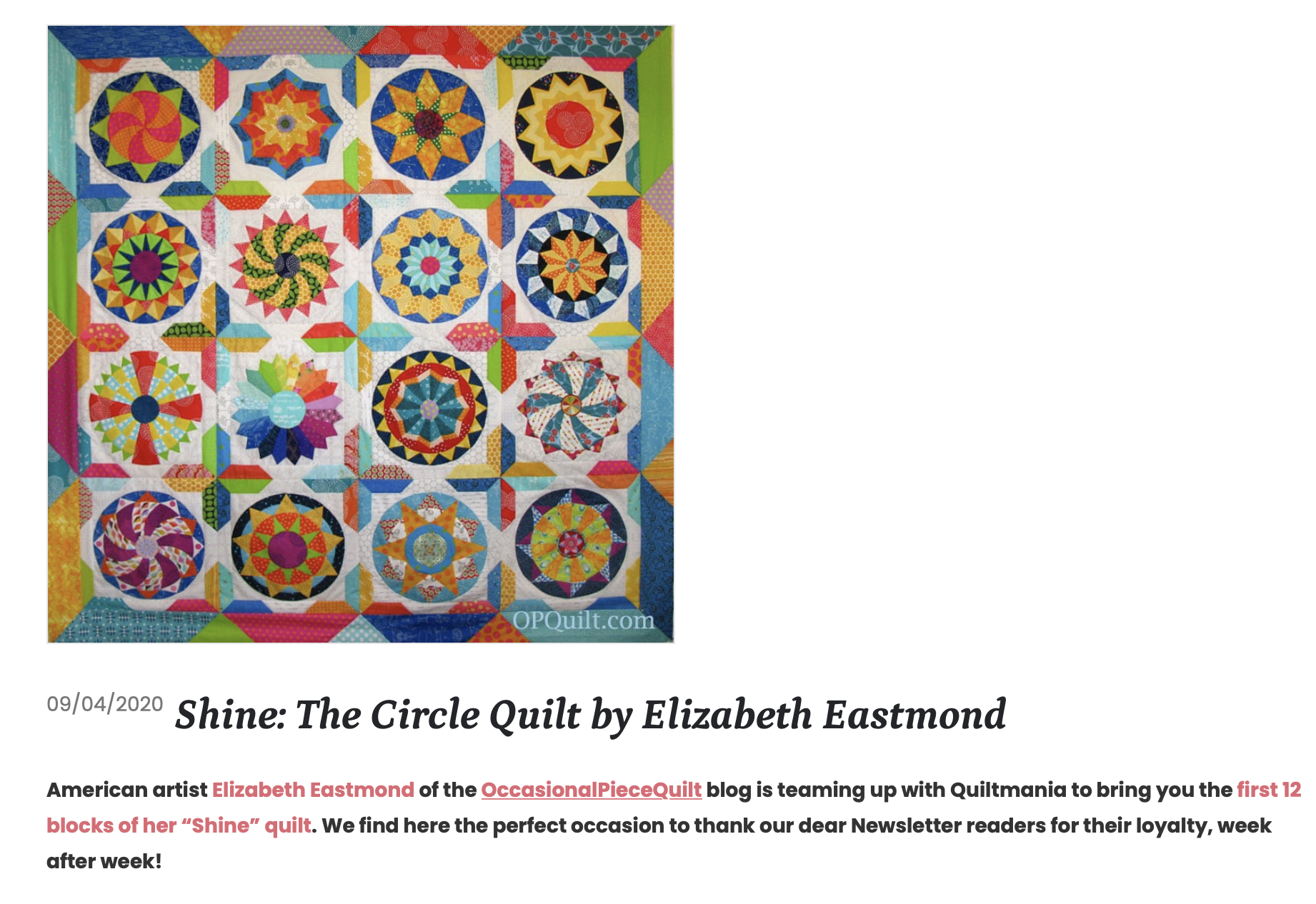 QuiltMania Magazine – OccasionalPiece–Quilt!