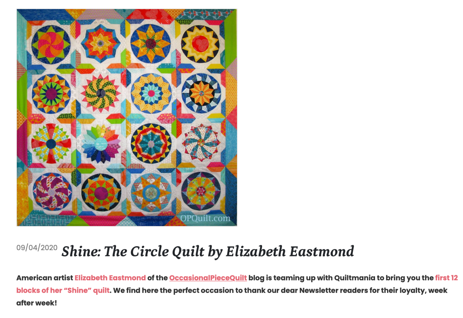 QuiltMania Magazine – OccasionalPiece–Quilt!